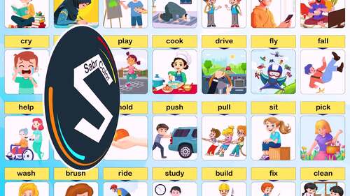 ENGLISH illustrated Verbs, Large Poster | 49 Verbs by sabrcolor | TPT