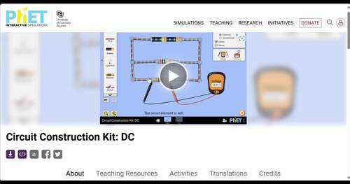 PhET Simulation Worksheet for the Virtual Lab: Circuit Construction Kit ...