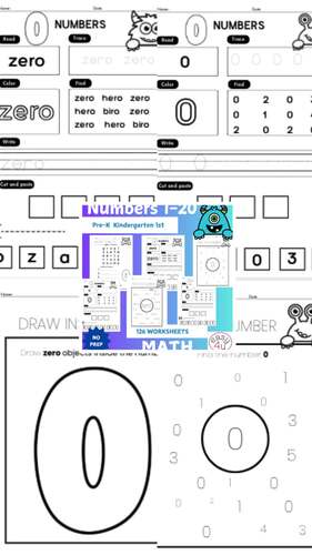 Numbers 0–20 Practice Pack Tracing, Writing, Counting, Cut & Paste math ...