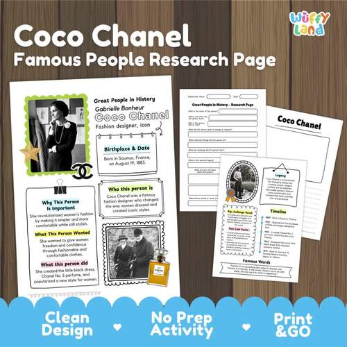 Coco Chanel Research Project | Women's History Month Biography | Famous ...