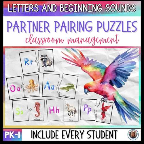 Partner Pairing Puzzles | Beginning Letter Sounds | Class Management ...