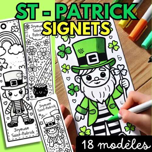 St. Patricks Day Bookmarks to Color Signets de la Saint-Patrick ...