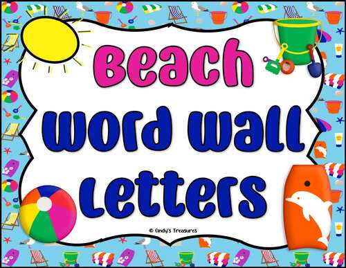 Beach Word Wall Letters (Bright Colors) by Cindy's Treasures | TPT