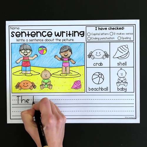 Summer Sentence Writing Worksheets by My Teaching Pal | TPT