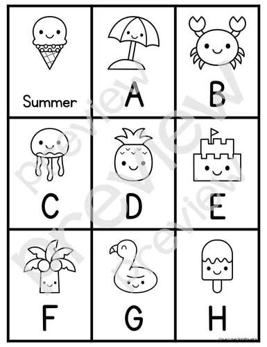 Summer Fun - Uppercase Lowercase Alphabet Matching - ABC Practice Flash ...