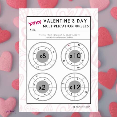 Valentine's Day Math Wheels | Multiplication & Division | Middle School ...