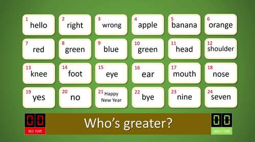 Word Game "Who's Greater" | Classroom Game | Vocabulary Practice | Editable