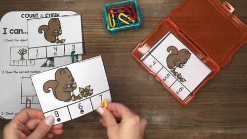 Count and Chain Cards - Fall by Sparkling in Primary | TPT