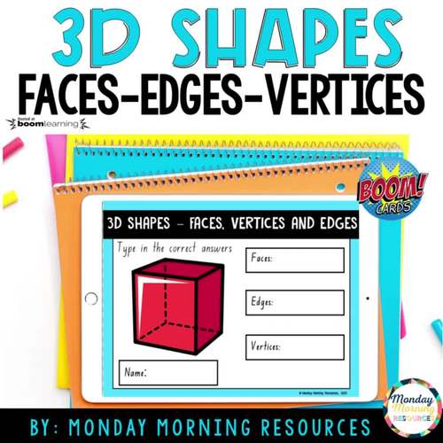 Geometry 3D Shape Attributes - Faces, edges & vertices Boom Cards™
