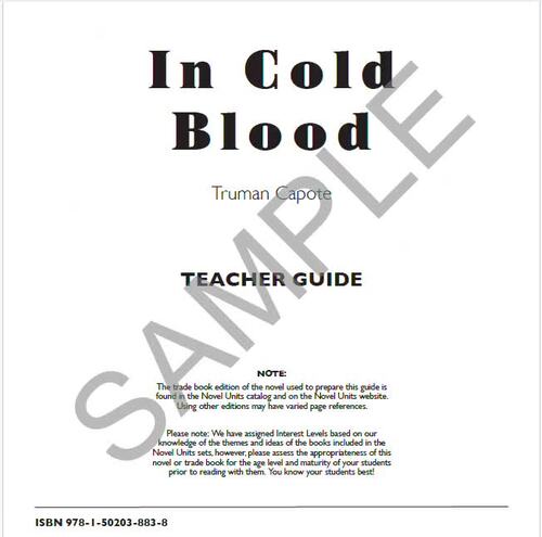In Cold Blood Novel Units® Teacher Guide Novel Study | TPT