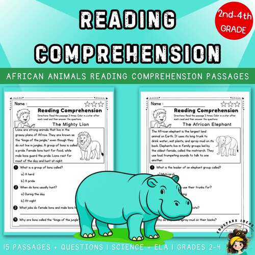 African Animals Reading Comprehension Passages | Science + ELA | Grades 2–4