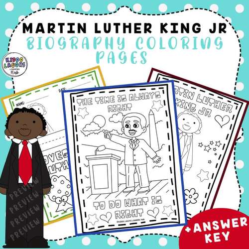 Martin Luther King jr Coloring Pages- MLK Biography coloring sheet