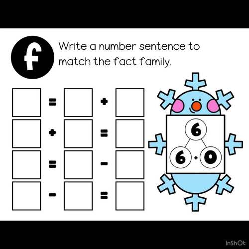 Winter Themed Fact Families Addition & Subtraction Math Task Cards ...