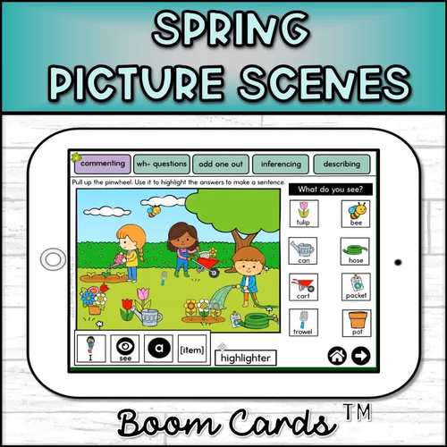 Spring Picture Scenes- Language Targets BOOM Cards™ by The Speech Shack
