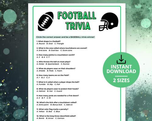 Football Trivia Printable Game, Kids Sports Quiz Worksheet, Classroom ...