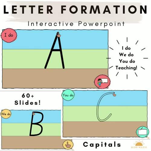 Capital Letter Formation Dirt, Grass, Sky NSW Font Interactive ...