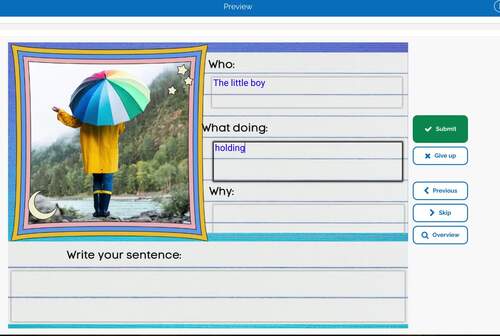 WH Questions Sentence Writing | WHO WHAT WHY Boom Cards™ with Real Photos