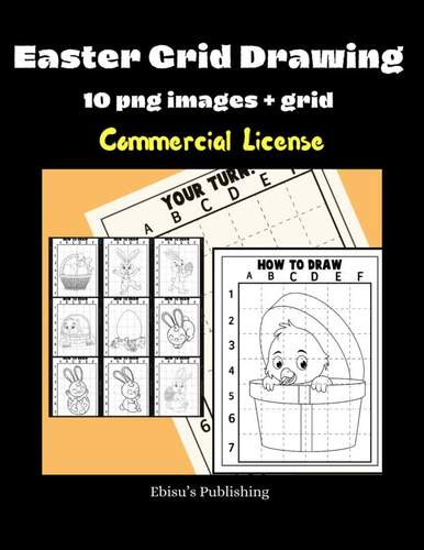 Easter Grid Drawing (10 PNG images + grid) - COMMERCIAL USE LICENSE
