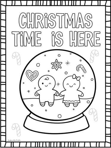 Christmas Coloring Pages | Christmas Writing Pages | Snow Globe Design