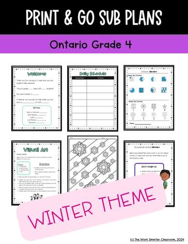Seasonal WINTER No Prep Emergency Sub Plans - Aligned for Ontario, Grade 4
