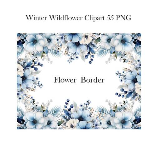 Winter Wildflower Clipart, Floral Border by PinkPearly Design | TPT