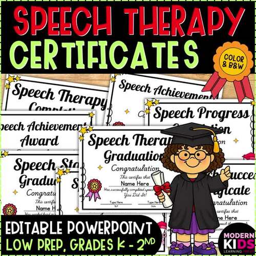 Speech and Language Therapy Graduation Certificate & End of Year Awards ...