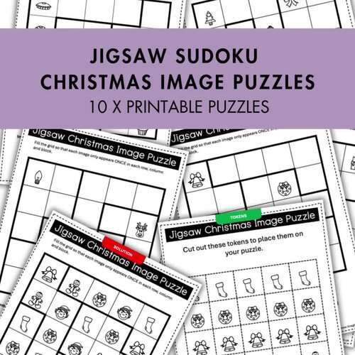 Printable Jigsaw Sudoku-Style Christmas-Themed Image Puzzles – Ages 11+