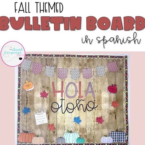 Fall bulletin board or door decor in Spanish - Spanish decor for fall