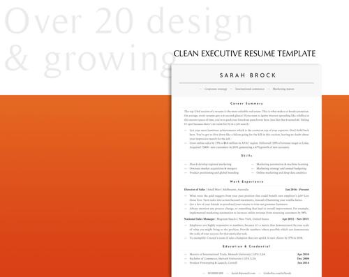 Modern Resumes Executive Resume Template in Word, Mac Pages & Google Docs
