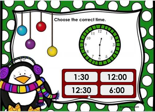 Christmas Math Boom Cards Telling Time To The Hour and Half Hour ...