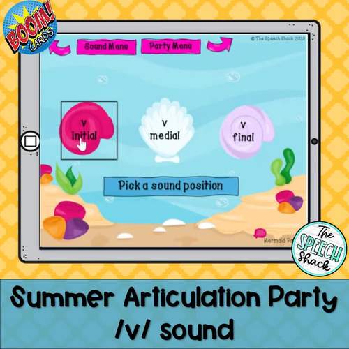 Summer Articulation Party- /v/ sound BOOM Cards™ by The Speech Shack