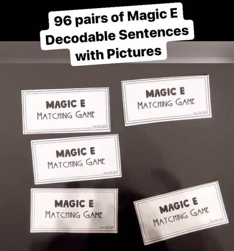 Magic E Matching Game Decodable Sentences with Pictures - CVCe Pattern