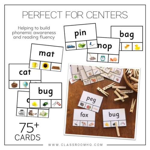 CVC Word Family Clip Cards | Science of Reading aligned by classroomHQ