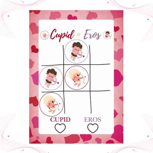 Cupid vs Eros - Tic Tac Toe Valentine's Day Game - Print and Go Game