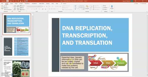 IB Biology Topic 2.7 DNA Rep/Transc/Transl PPT, Guided Notes, Activities