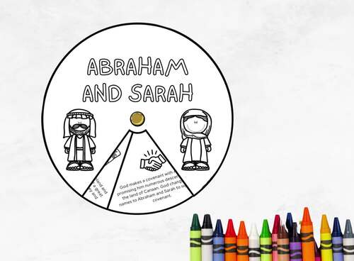 Abraham and Sarah, Bible Spinning Wheel, Sunday School Coloring Craft