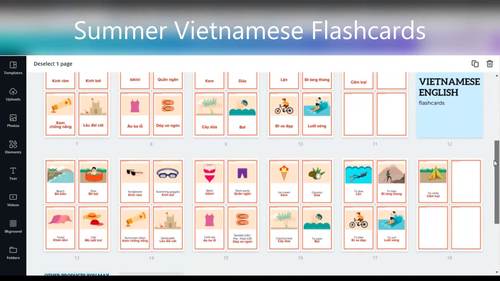 VIETNAMESE SUMMER FLASH CARD | SUMMER vietnamese Summer Season flashcards