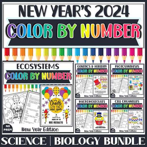 Science New Year Color by Number Bundle | New Year's 2024 Science ...