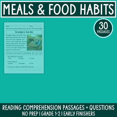 SEL Reading Comprehension Worksheets Food Habits Short Stories PreK ...