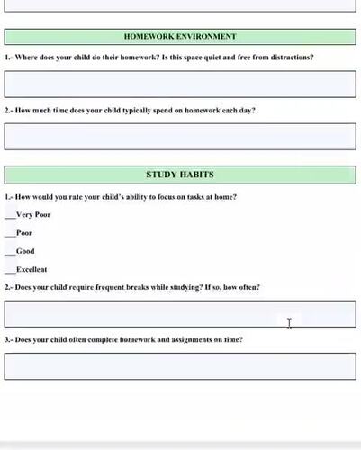 COMPREHENSIVE PARENT QUESTIONNAIRE OF STUDENT BEHAVIOR by SPED GEARBOX