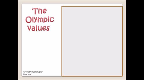 Olympic Values in a song . "To be the best I can " and video by Strike ...