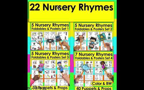 22 Nursery Rhymes Mini Books (Foldables), Posters, Puppets & Props for ...