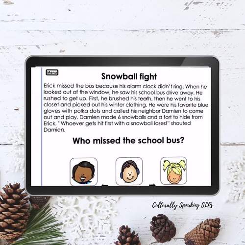 Boom Cards™ Winter Short Stories by Culturally Speaking SLPs | TpT
