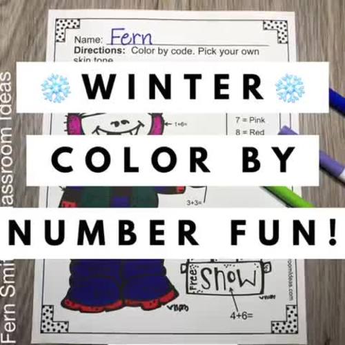 Winter Color By Number Addition by Fern Smith's Classroom Ideas | TPT