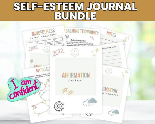 Kids Self-Esteem Worksheets Bundle | Affirmation Cards, Confidence ...
