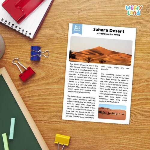 Sahara Desert Landmark Reading Passages and Comprehension Activity Pack