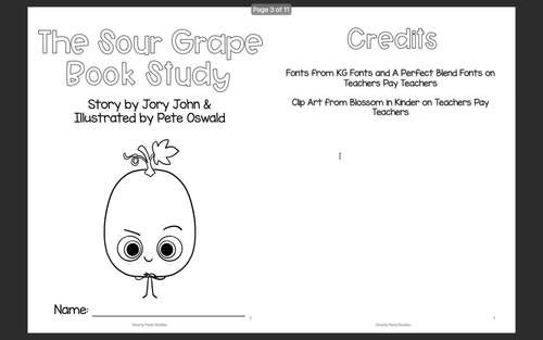 The Sour Grape Book Activity - Printable - Jory John & Pete Oswald Books