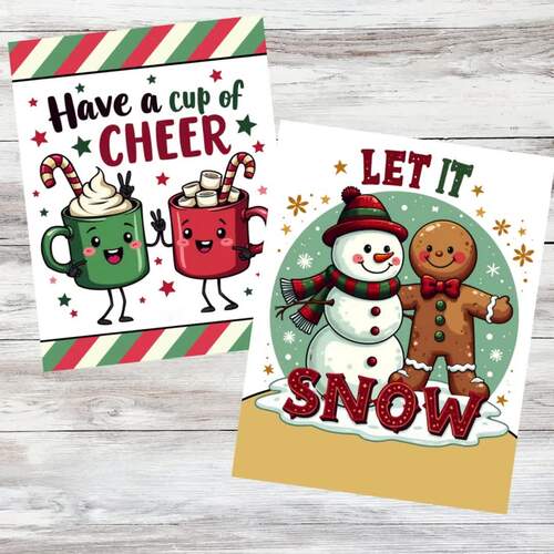 Christmas Bulletin Board Posters Door Decorations Cute Retro Holiday ...