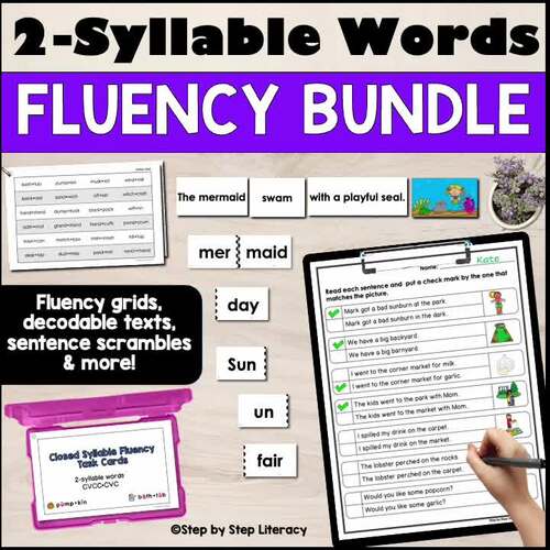 Multisyllable Words Reading Fluency Practice & Tracker BUNDLE Orton ...