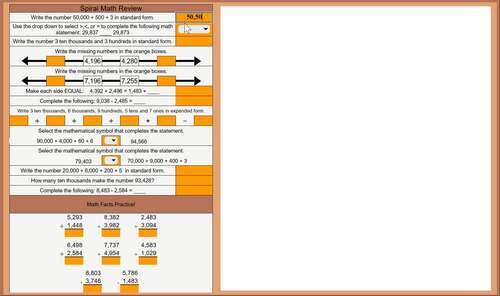 NO PREP - Spiral Math Review for 3rd or 4th grade - Piglet | TPT